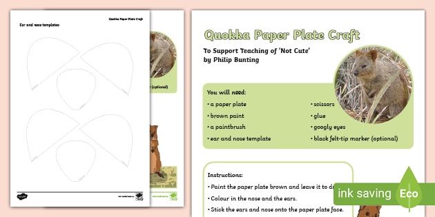 Quokka Paper Plate Craft (teacher made)