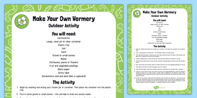 Make Your Own Wormery Outdoor Activity - EYFS, Early Years