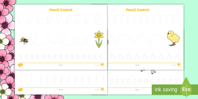 Spring Aistear Pencil Control Worksheets (teacher made)