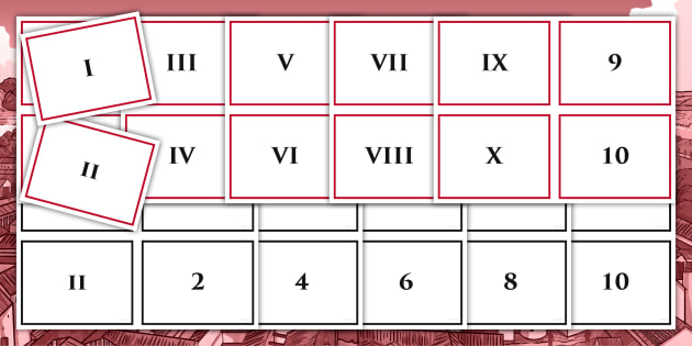 Roman Numerals Matching Card Game Roman Numerals Matching Card Game