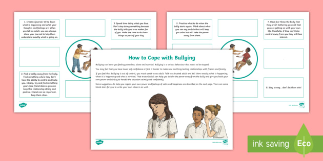 How to Cope with Bullying Worksheet (teacher made)