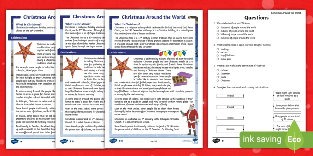 Christmas Around the World Reading Comprehension Activity