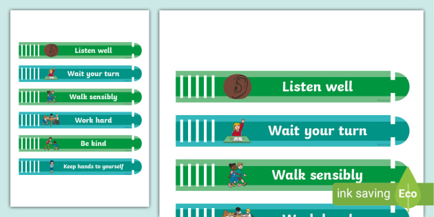 Behaviour Reminder Wristbands,Wristband (teacher made)