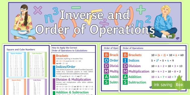 Inverse and Order of Operations Display Pack (teacher made)