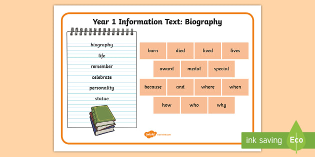 Year 1 Biography Word Mat