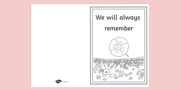 FREE! - Poppy Field Remembrance Day Card Colouring Activity