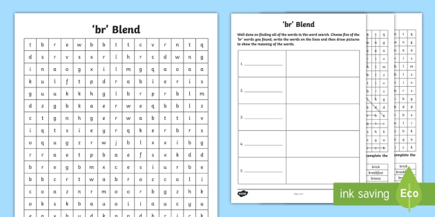 'br' Blend Word Search