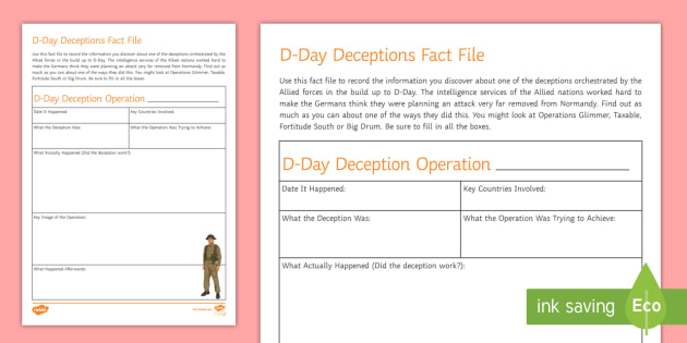 D Day Deceptions Fact File Worksheet / Worksheet