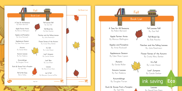 Fall Book List (teacher made)