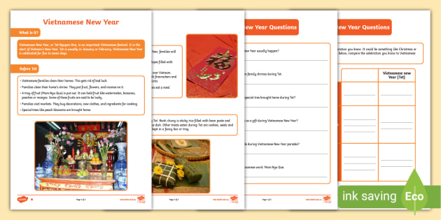 Vietnamese New Year Fact Files and Comprehension Activities