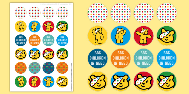 * NEW * BBC Children in Need Pudsey Stickers - Pudsey, blush