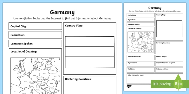 Germany facts for kids - Germany Fact File Writing Template