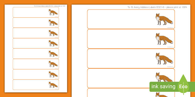 Fox Themed Editable Drawer-Peg-Name Labels (Blank)