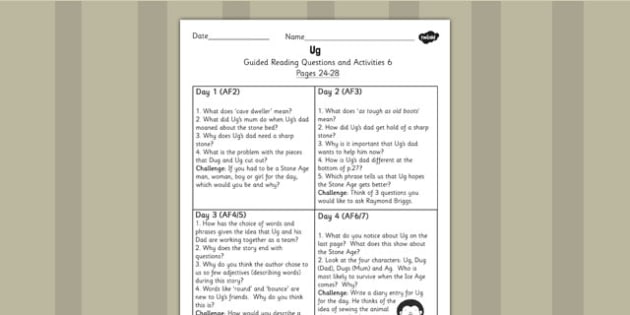 FREE! - Guided Reading Questions Pages 24-28 to Support Teaching on Ug - ug