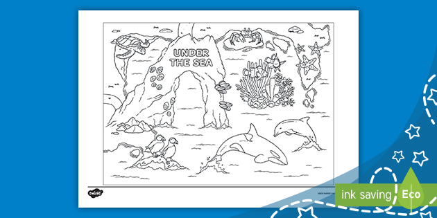 Under the Sea Map Colouring Page (teacher made)