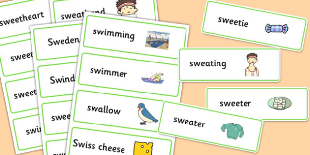 Two Syllable 'SW' Word Cards (teacher made)