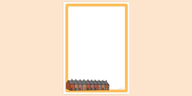 FREE! - Simple Blank Row Of Terraced Houses Page Border | Twinkl