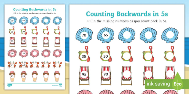 👉 Counting Backwards in 5s Activity Sheet (teacher made)