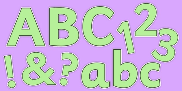 Display Lettering & Symbols (Green) - Display lettering, display