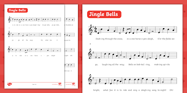 Jingle Bells Piano Sheet Music teacher made Twinkl