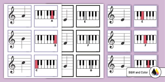 Treble Clef Piano Musical Notes Flash Cards (teacher made)