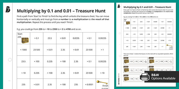 👉 Multiplying by 0.1 and 0.01 - Treasure Hunt | KS3 Maths