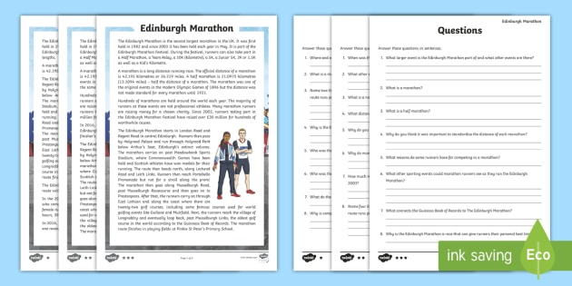 Edinburgh Marathon Differentiated Reading Comprehension Activity