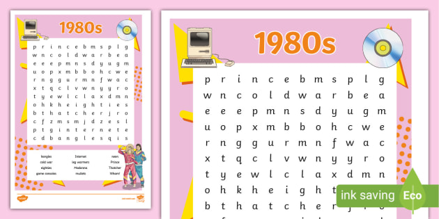 1980s Word Search (Teacher-Made)