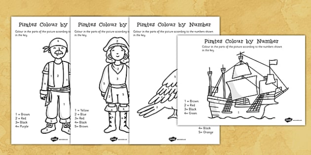 Pirates Color by Number - pirates, color, number, activity