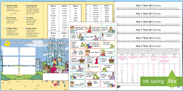 Year 2 Princess Themed Spelling Menu Pack (teacher made)