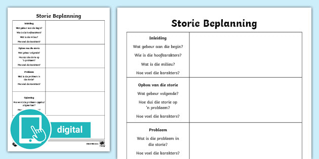 Storie Beplanning Digitale Skryfaktiwiteit (teacher made)