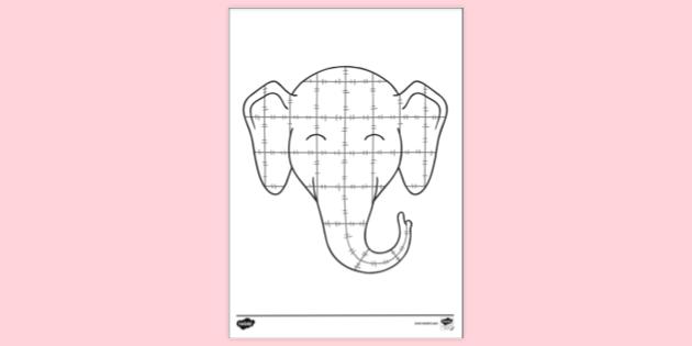 Colourful Patchwork Elephant Role Play Mask Colouring Sheet | Colouring