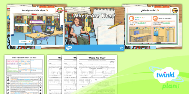 👉 Spanish worksheets for kids - In the Classroom Lesson Pack
