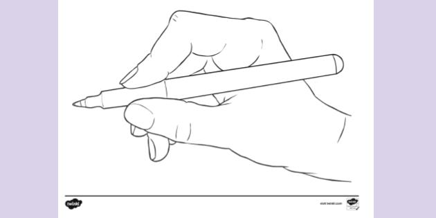 FREE! - Hand with pen | Colouring Sheets (teacher made)