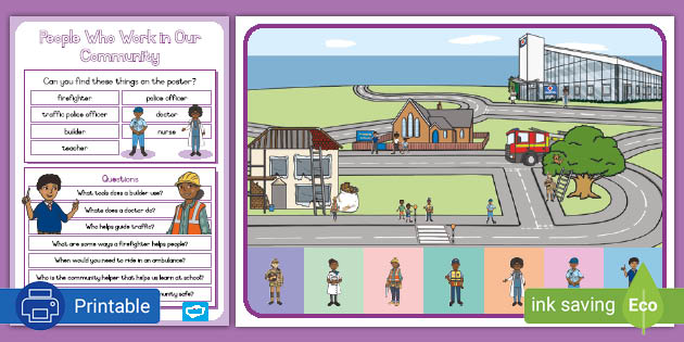 People Who Work in Our Community Discussion Poster