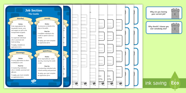 KS1 Castle Job Application Activity Pack (teacher made)