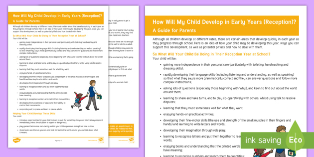 How Your Child Develops in Early Years Parent and Carer Information Sheet