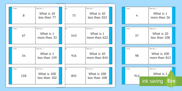 Finding More or Less 1, 10, 100 Loop Cards - Finding More or Less 1, 10 ...