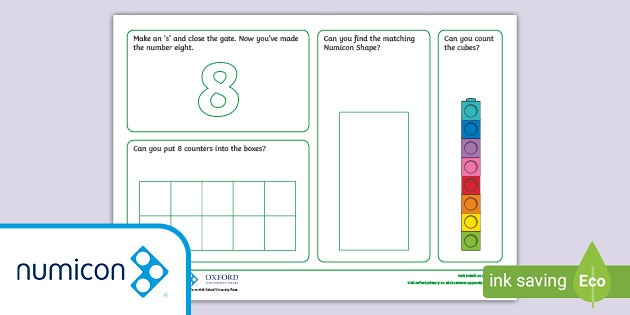 All About Number 8 Activity Mat with Numicon Shapes