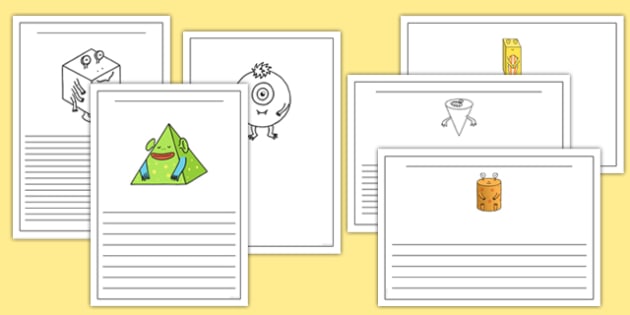 3D Shape Aliens Writing Frames (teacher made)