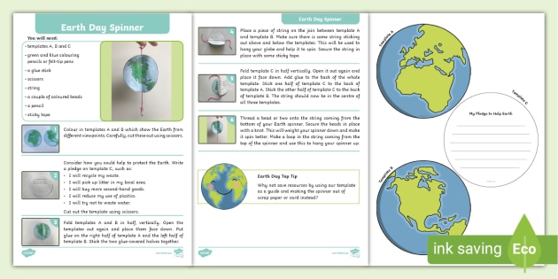 Earth Day Spinner Craft (teacher made) - Twinkl