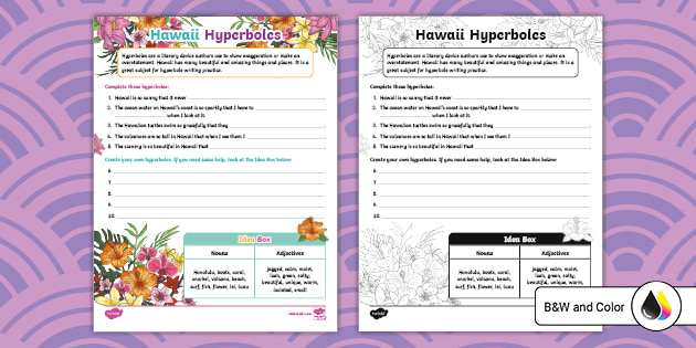 Hawaii Hyperboles Activity (teacher made)