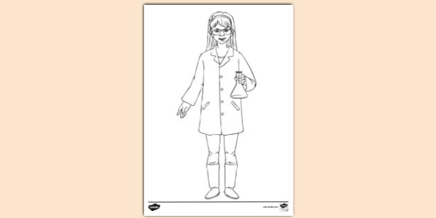 FREE! - Science Girl Stood Colouring | Colouring Sheets
