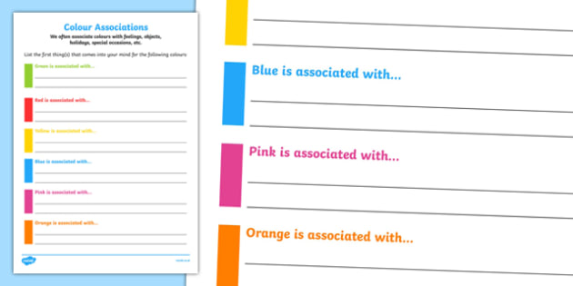 Colour Associations Worksheet / Worksheet, worksheet