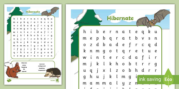 Hibernation Word Search - Twinkl