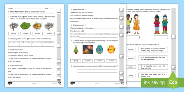 Seasonal Changes Year 1 • Twinkl.ca
