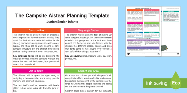 The Campsite Aistear Planning Template (teacher made)