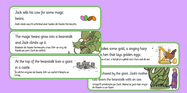 Jack and the Beanstalk Story Sequencing Cut and Stick Activity Romanian