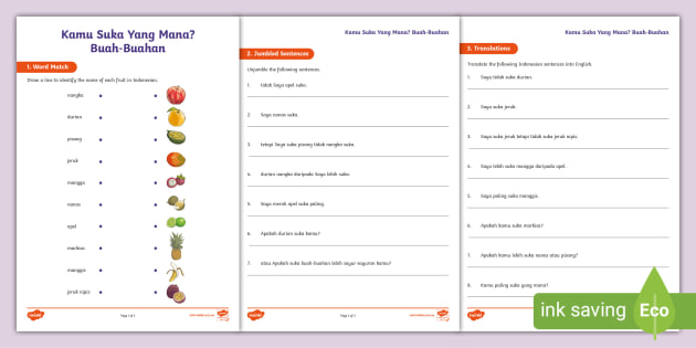 Identifying Preferences - Fruit - Indonesian (teacher made)