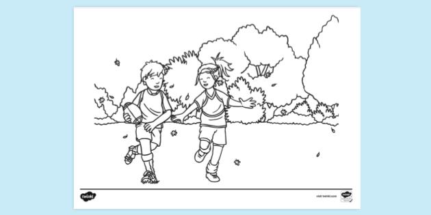 Arriving at the Park Colouring Sheet | Colouring Pages